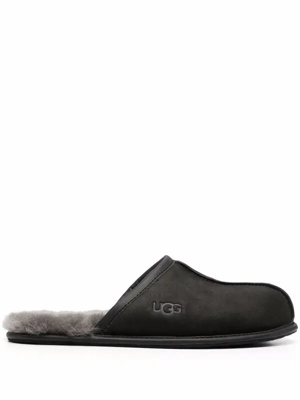 UGG Scuff Leather Slippers - Black