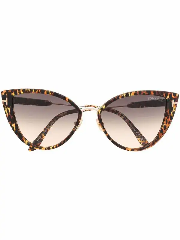 Tom Ford Leopard Cat-Eye Frame Sunglasses - Brown | Editorialist display picture 3