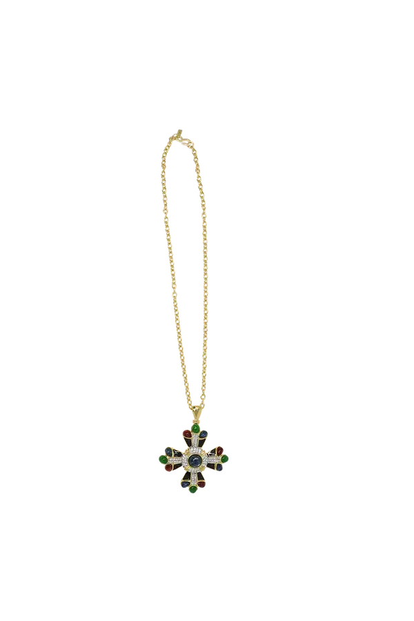 KENNETH JAY LANE Cross Pendant Necklace - Multicolor
