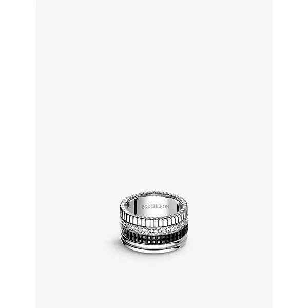 Boucheron Quatre 18ct White-gold Diamond And Pvd Ring