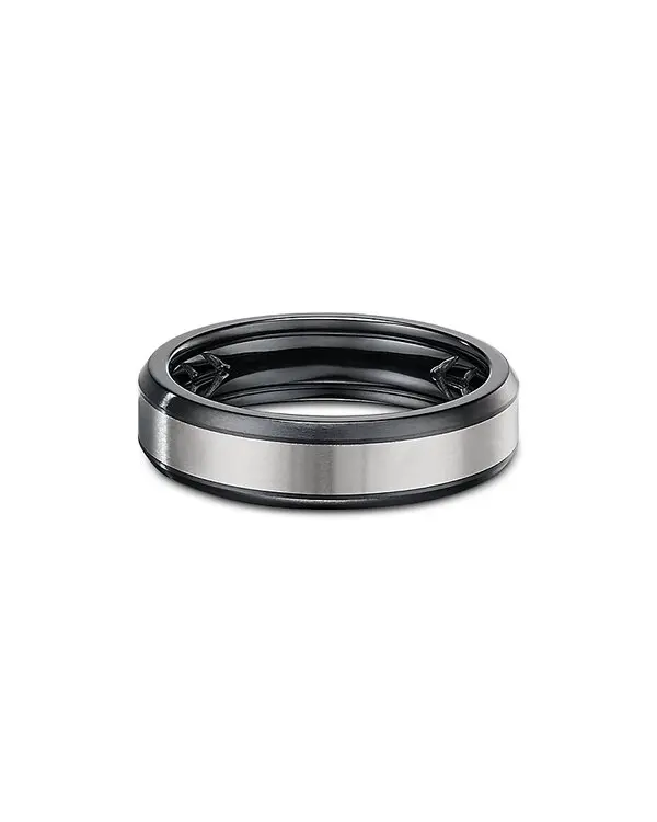 David Yurman Titanium Beveled Band - Silver/black