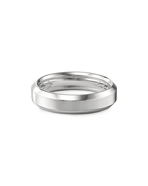 David Yurman 18k Gold Beveled Band Ring - White