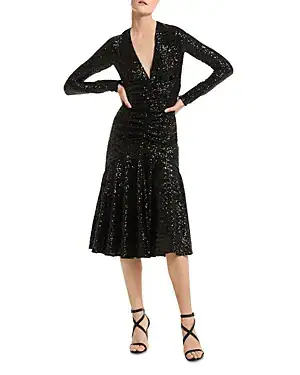 long sleeve prom dresses 2020 Silver/Fuchsia Glitter Long Prom Dress 2020 with Long Sleeves Silver/Green Glitter / 2