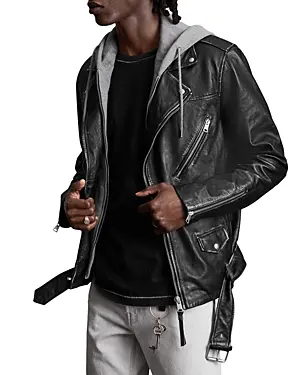 Allsaints Charter Leather Layered Look Biker Jacket - Black