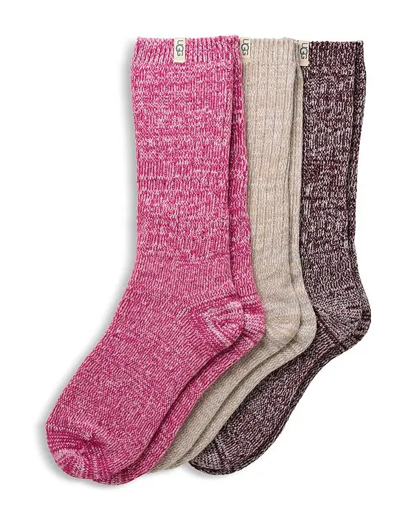 UGG Rib Knit Slouchy Crew Socks Pack - Chrome Pink/putty/wild Grape