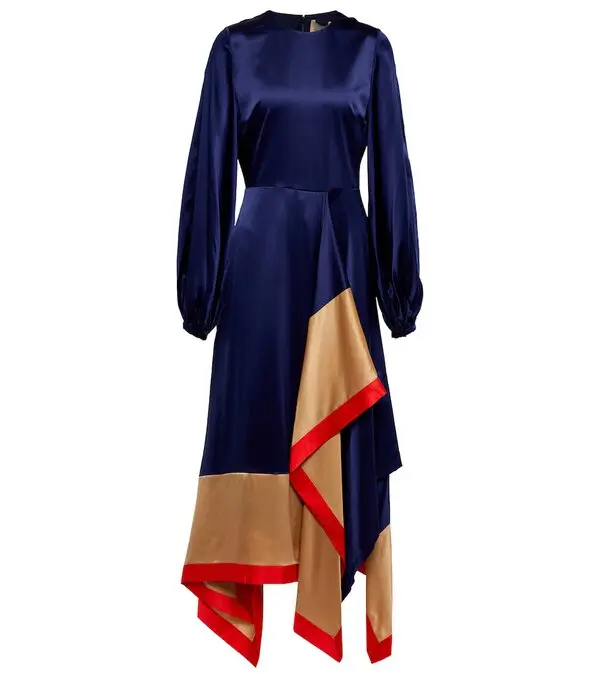 silk colorblocked maxi dress Ramy Brook Jasmine Colorblock Maxi Dress in Pink Sunset