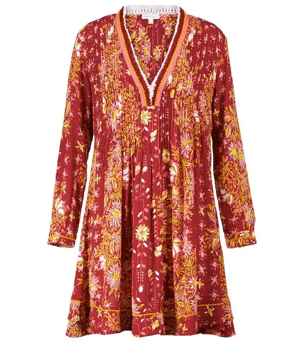 Poupette St Barth Ola Fringed Printed Minidress