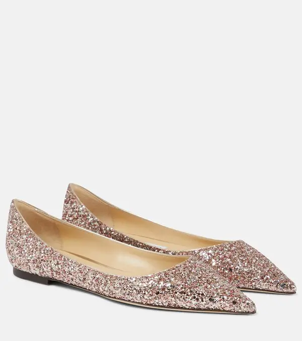 JIMMY CHOO Love Glitter Ballerinas