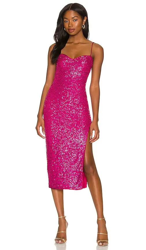 Majorelle Maizie Midi Dress - Hot Pink