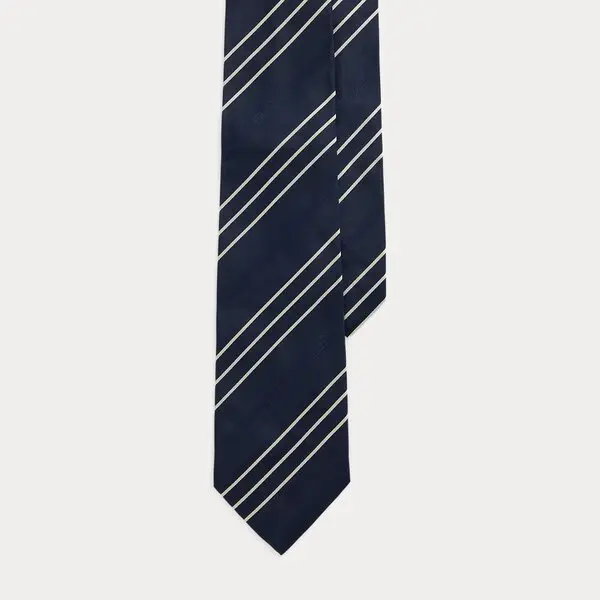 Ralph Lauren Striped Silk Faille Neck Tie - Navy