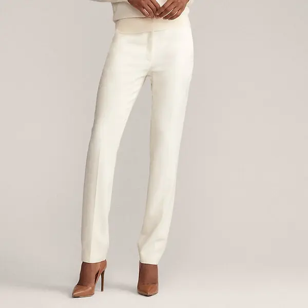 Ralph Lauren Simone Wool Crepe Pant - Cream