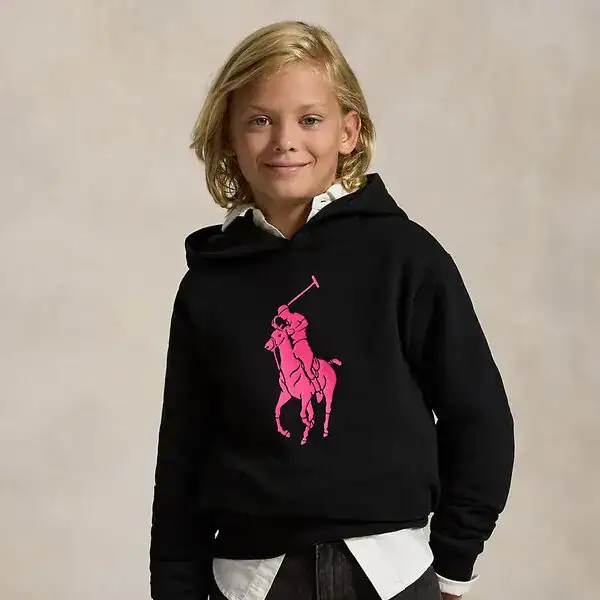 Ralph Lauren Pink Pony Fleece Hoodie - Black | Editorialist