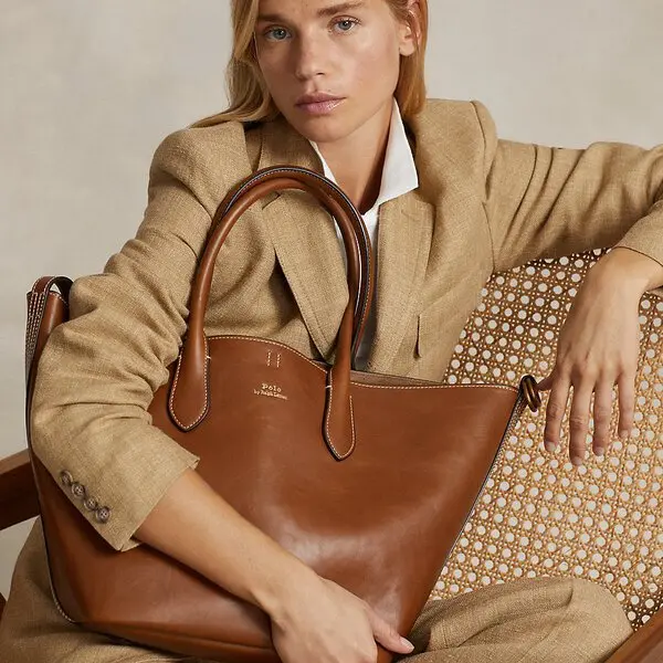 Ralph Lauren Bellport Leather Medium Tote - Cuoio