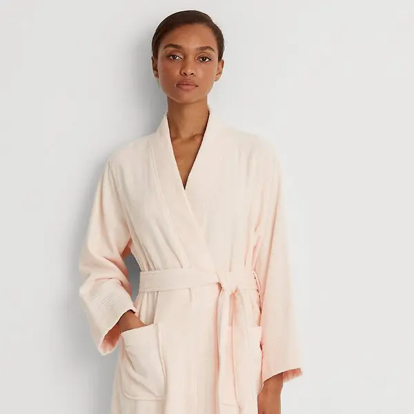Ralph Lauren Custom Cotton Terry Cloth Robe - Pink