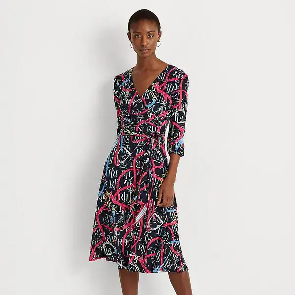 Ralph Lauren Print Jersey Surplice Dress In Lauren Navy/ Aruba Pink - 48%  Off | Editorialist