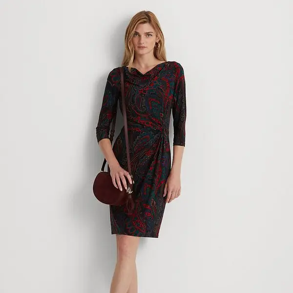 Ralph Lauren Paisley Twisted-Knot Jersey Dress In Lighthouse Navy/Red - 37%  Off | Editorialist