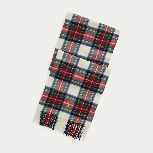 Ralph Lauren Plaid Cashmere Scarf - Cream Plaid Multi