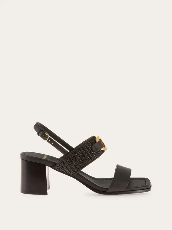 FERRAGAMO Sandal With Gancini Ornament - Brown