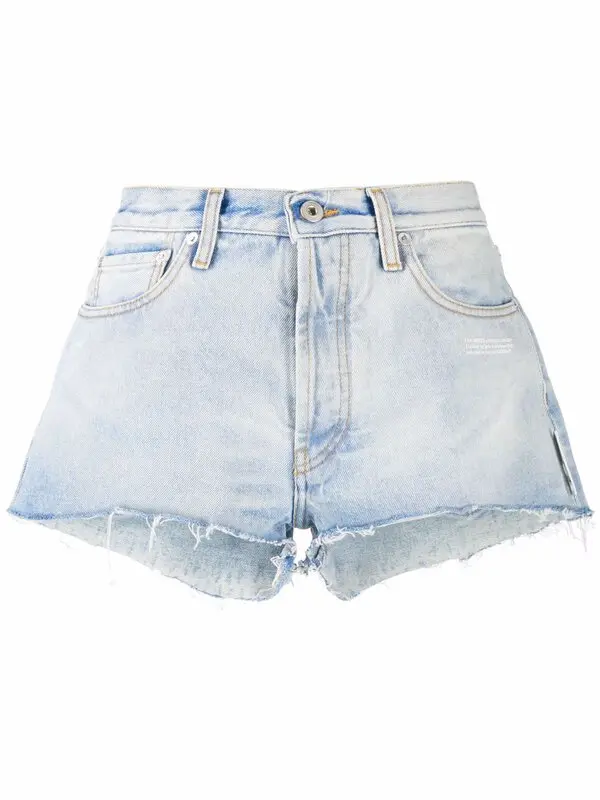 Off-White Frayed-edge Denim Shorts