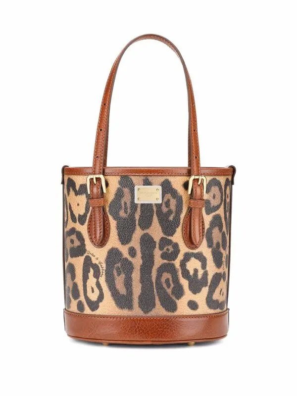 Dolce & Gabbana Small Crespo Leopard-print Bucket Bag - Brown