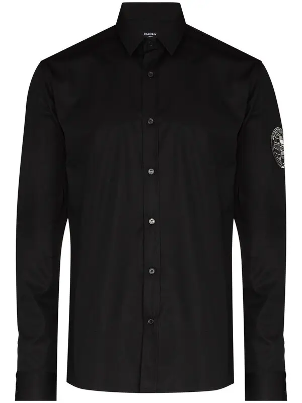 Balmain Logo-patch Poplin Shirt