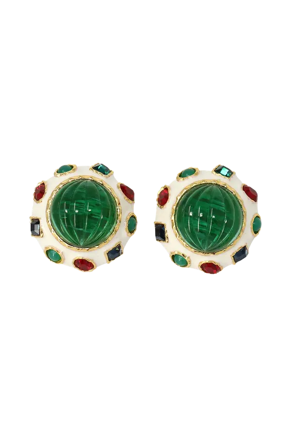 KENNETH JAY LANE Gemstone & Emerald Center Earrings - Gold