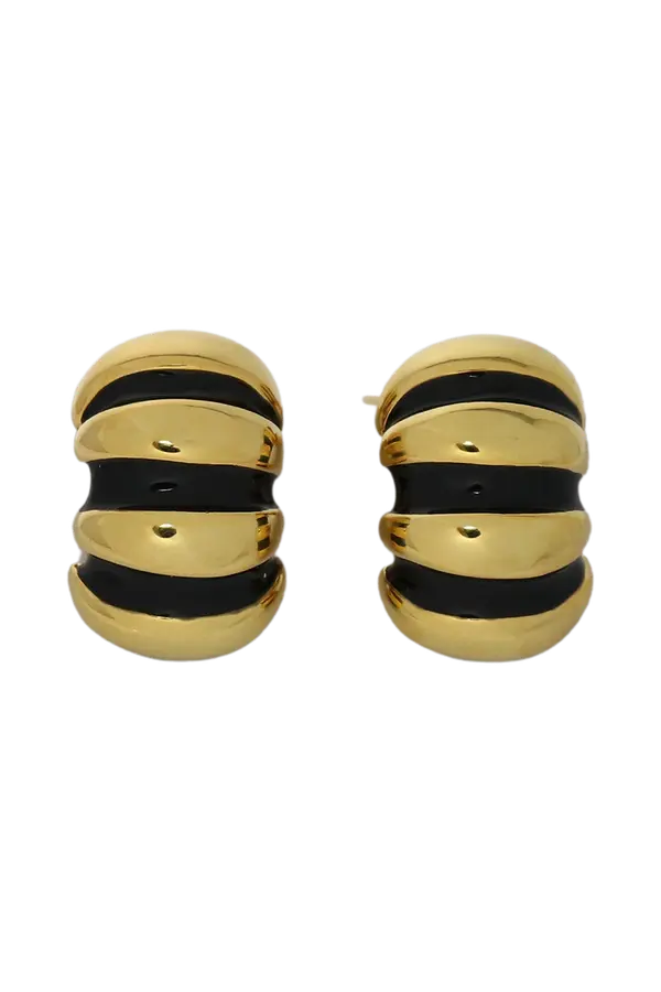 KENNETH JAY LANE Enamel Shrimp Clip-on Earrings - Black