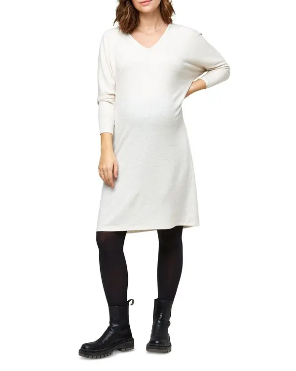 NOM MATERNITY Quinn Maternity Dress - Oatmeal Hacci