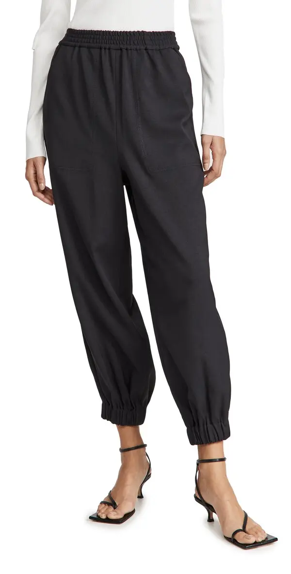 Tibi Chalky Drape Joggers Black Editorialist