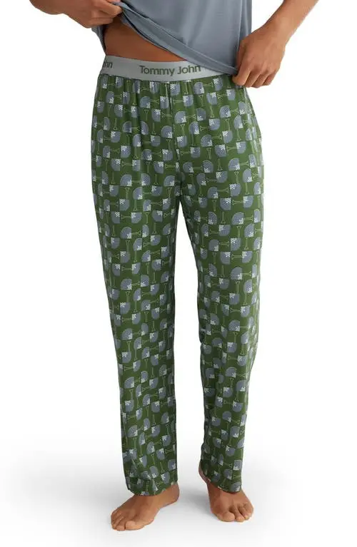 Tommy John Second Skin Pajama Pants - Bronze Green Mini Geo Tee Time