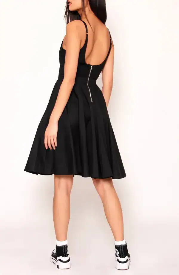 casual black fit and flare dress Black Casual Fit & Flare Dress main image 1