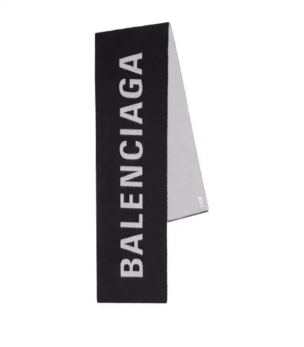 Balenciaga Wool Logo Scarf - Black | Editorialist