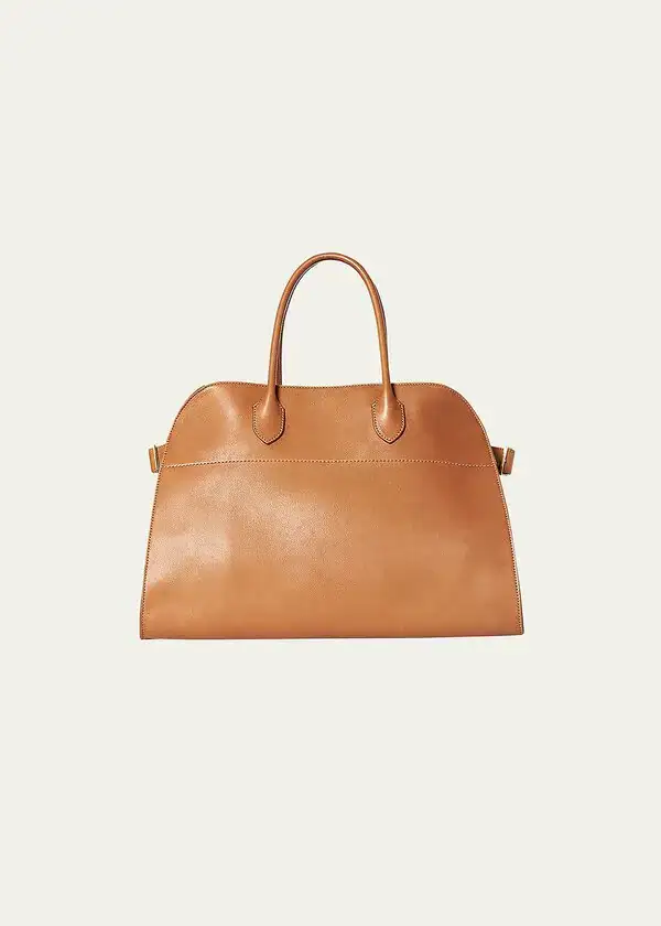 The Row Margaux 15 Air Bag In Calfskin Leather - Saddle | Editorialist