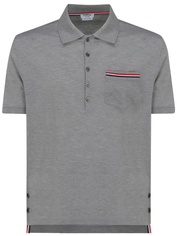 Thom Browne Rwb Stripe Polo Shirt - Grey
