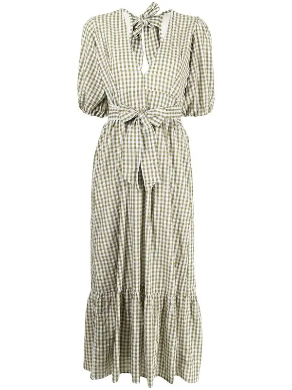 Faithfull The Brand Romia Gingham Dress In Green - 25% Off | Editorialist