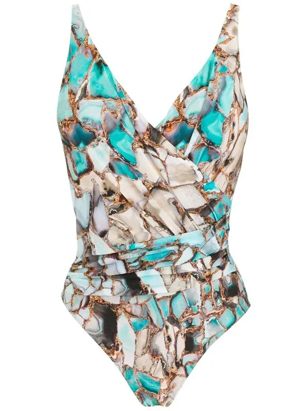 LYGIA & NANNY Maisa Marble-print Swimsuit