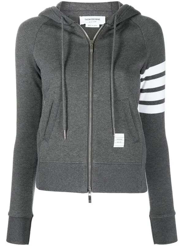 Thom Browne 4-bar Stripe Zip-up Hoodie - Grey