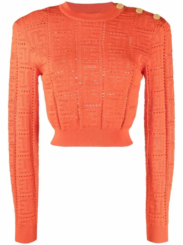 Balmain Maxi Monogram Cropped Jumper