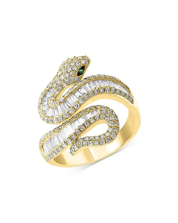 Bloomingdale'S 14k Yellow Emerald & Diamond Snake Ring