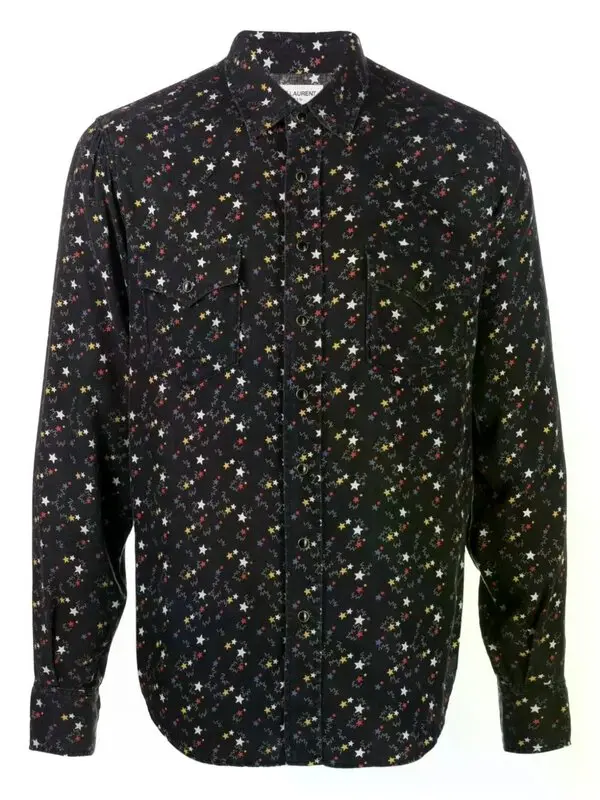Saint Laurent Star-print Press-stud Shirt