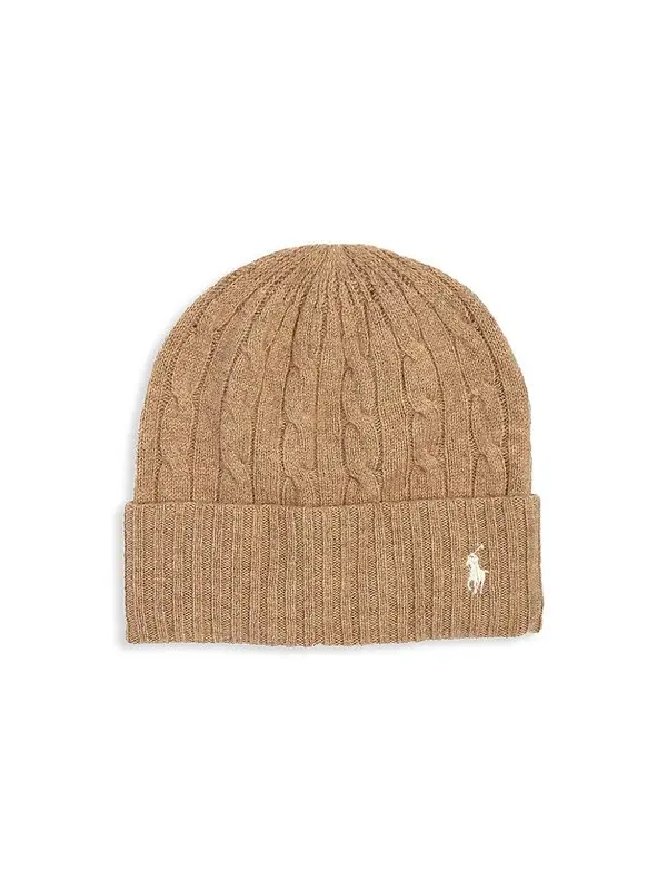 Ralph Lauren Wool & Cashmere Classic Cable Cuff Hat - Camel | Editorialist