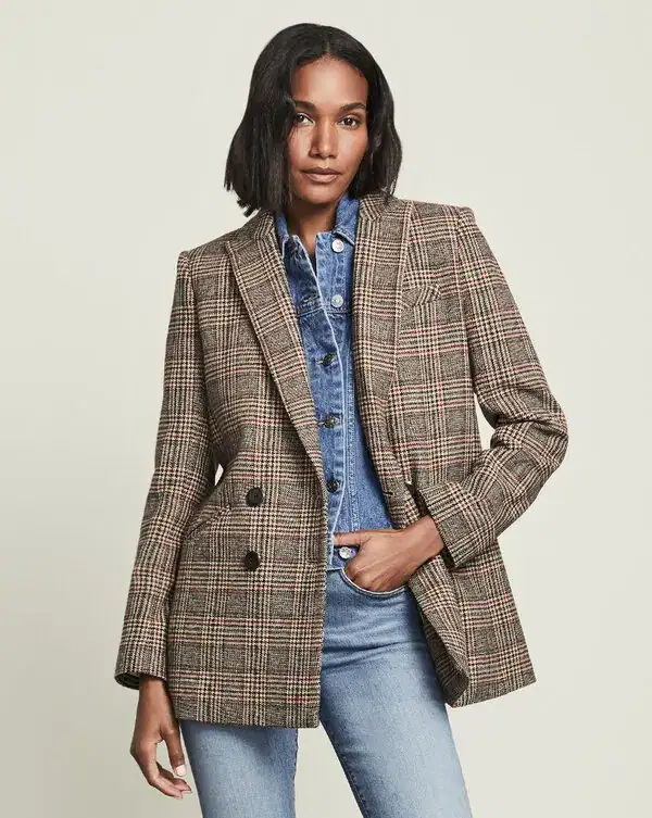 Veronica Beard Oria Glen Plaid Dickey Jacket Camel Camel Multi
