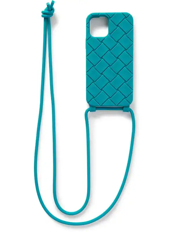 Bottega Veneta Rubber Iphone 12 Pro Case With Lanyard - Blue