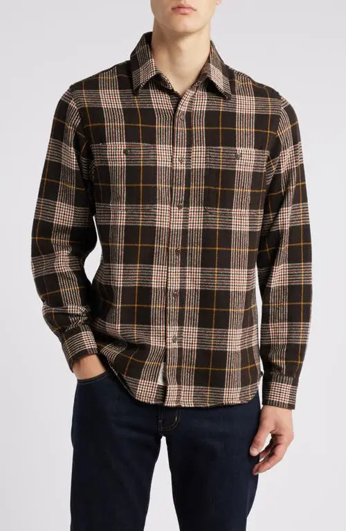 SCHOTT Two-pocket Long Sleeve Flannel Button-up Shirt - Brown/gold