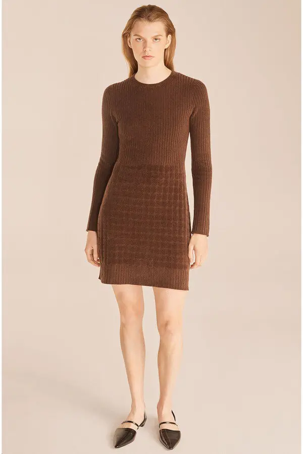 Rebecca Taylor Quilted Velvet Sweater Dress In Red - 50% Off | Editorialist