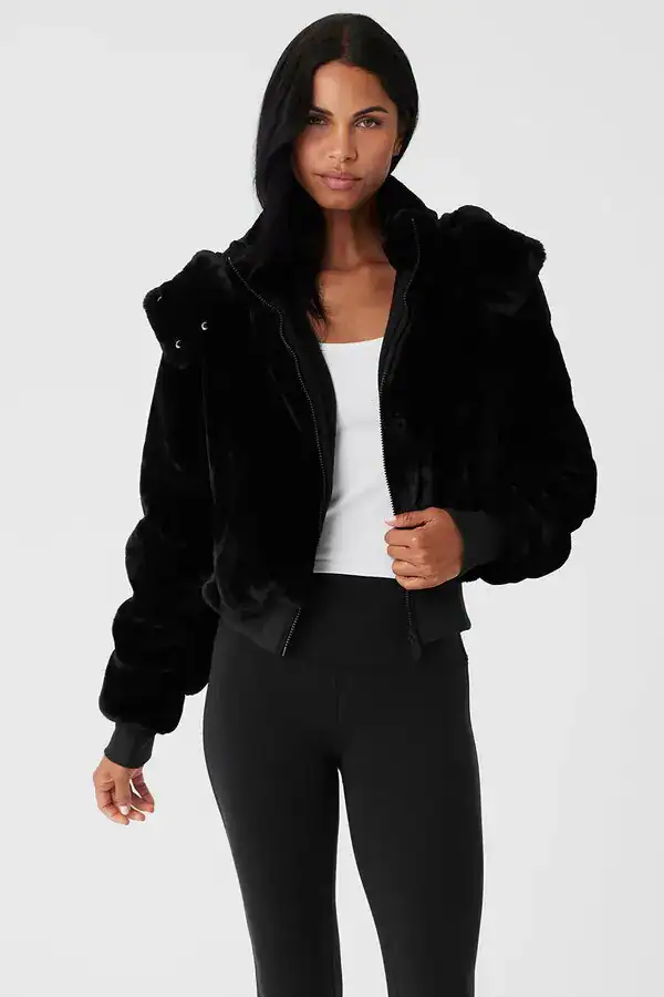 Alo Yoga Faux Fur Foxy Jacket - Black | Editorialist