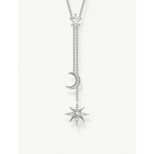 THOMAS SABO Magic Stars Moon Sterling Silver Y Necklace - White