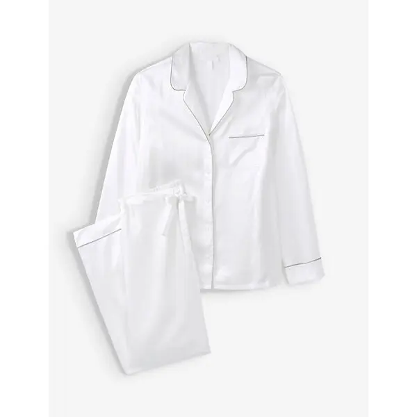 THE WHITE COMPANY Contrast Piped Silk Pyjama Set