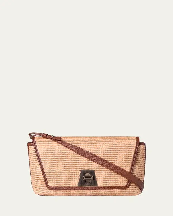 Akris Anouk Small Day Raffia Shoulder Bag - Camel/caramel
