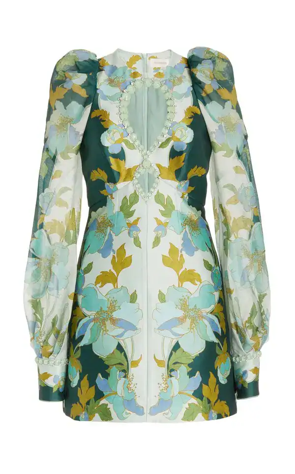 Zimmermann Rhythm Jeweled Silk-Cotton Mini Dress - Multi | Editorialist
